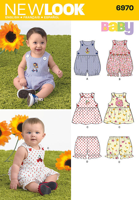 Babies Romper‚ Dress and Panties New Look Sewing Pattern No. 6970. Age ...