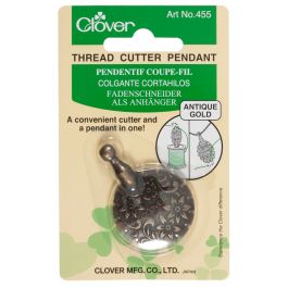 Clover Thread Cutter Pendant. Antique Gold | Sew Essential