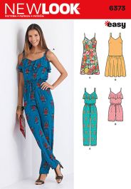 Misses Jumpsuit or Romper and Dresses New Look Pattern No. 6373. Size 8 ...